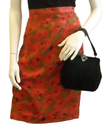 Red Poppy Garden Vintage Skirt | Deja Vu Vintage
